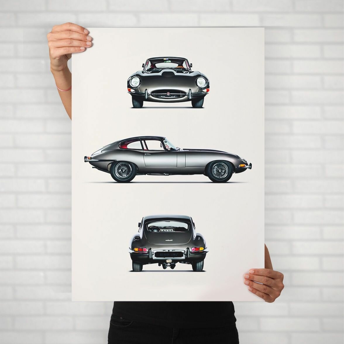 Плакат на стену для интерьера Культовые машины (Jaguar E Type 3) - Постер по легендарным и классическим ретро автомобилям формата А2 (42x60 см)