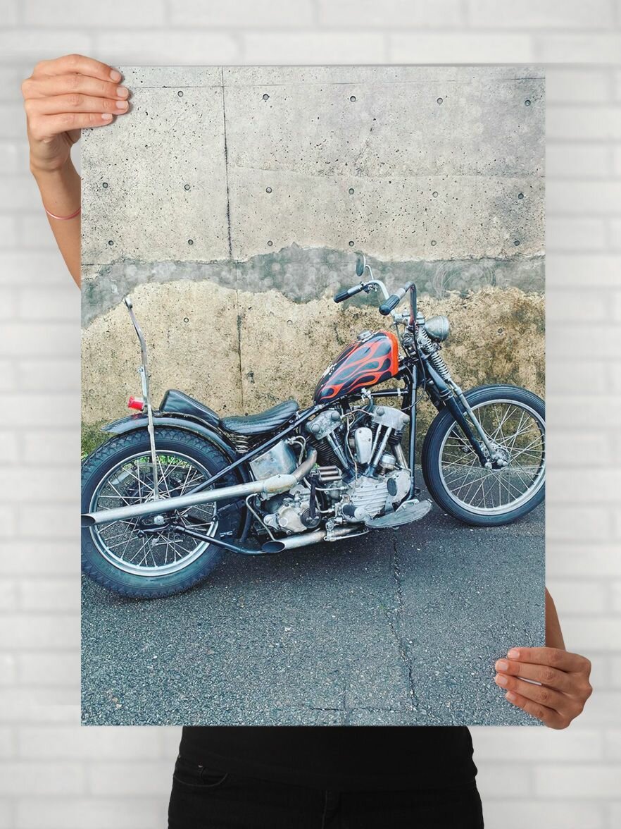 Плакат на стену для интерьера Авто и Мото (Харлей Дэвидсон Наклхед - Harley Davidson Knucklehead) - Постер по транспорту формата A1 (61x84 см)