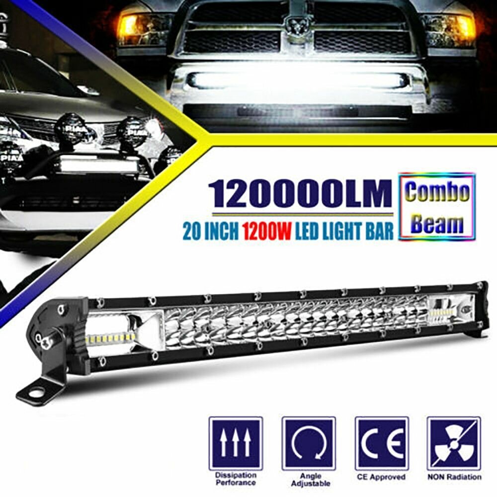 20-дюймовая комбинированная LED-бар 1200W - рабочий прожектор точечный и заливающий для 12/24V внедорожников и SUV
