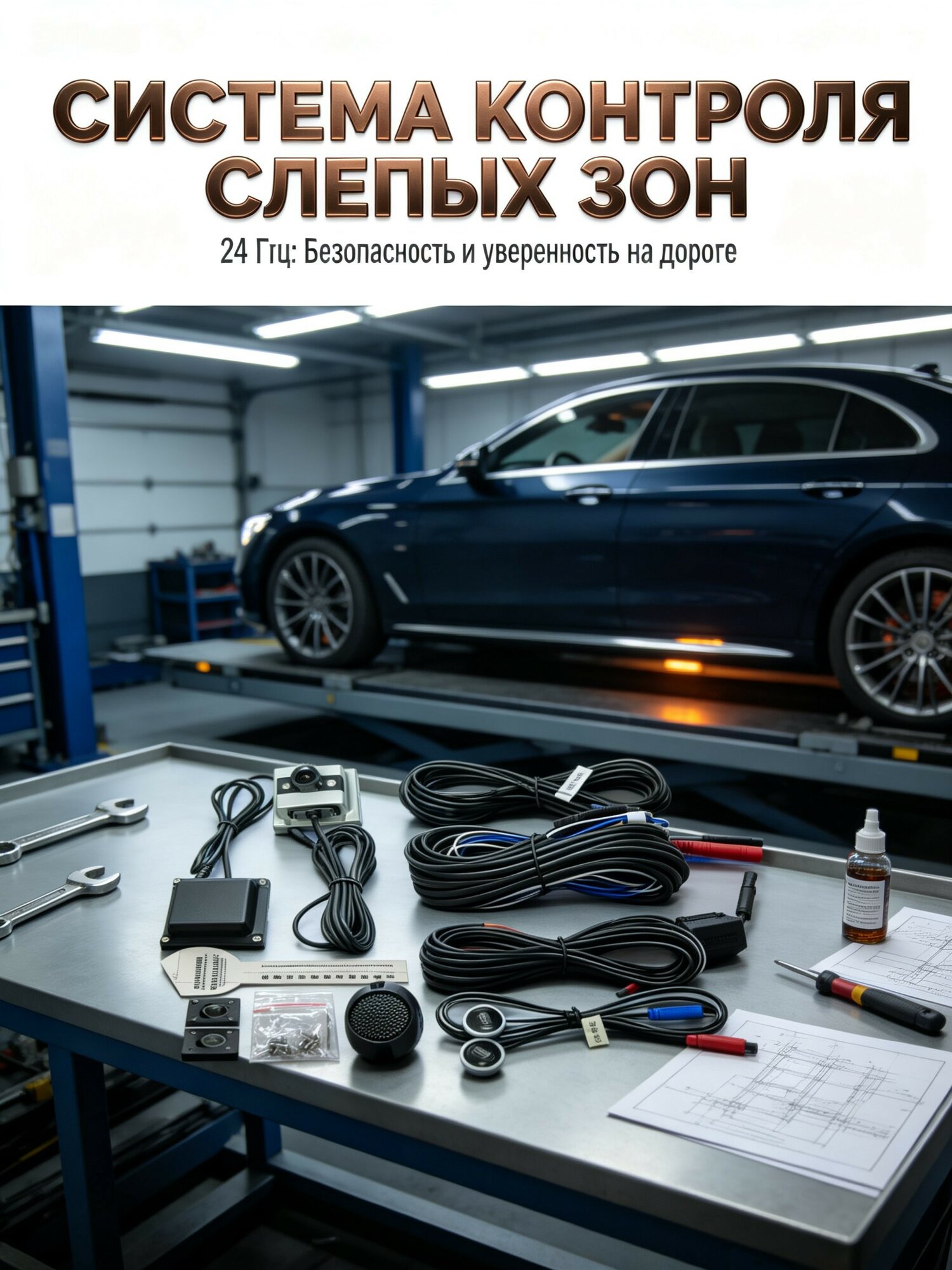 Система обнаружения слепых зон 24 ГГц для автомобиля, BSD с предупреждением при смене полосы, ODW и защитой от боковых столкновений, IP68, 12 В