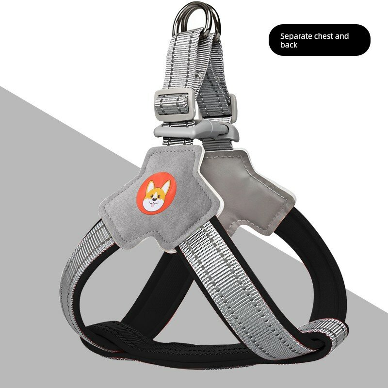 Шлейка-жилет для собак средних и крупных пород, для шиба-ину, корги, с ошейником, для прогулок, с защитой от потери, с