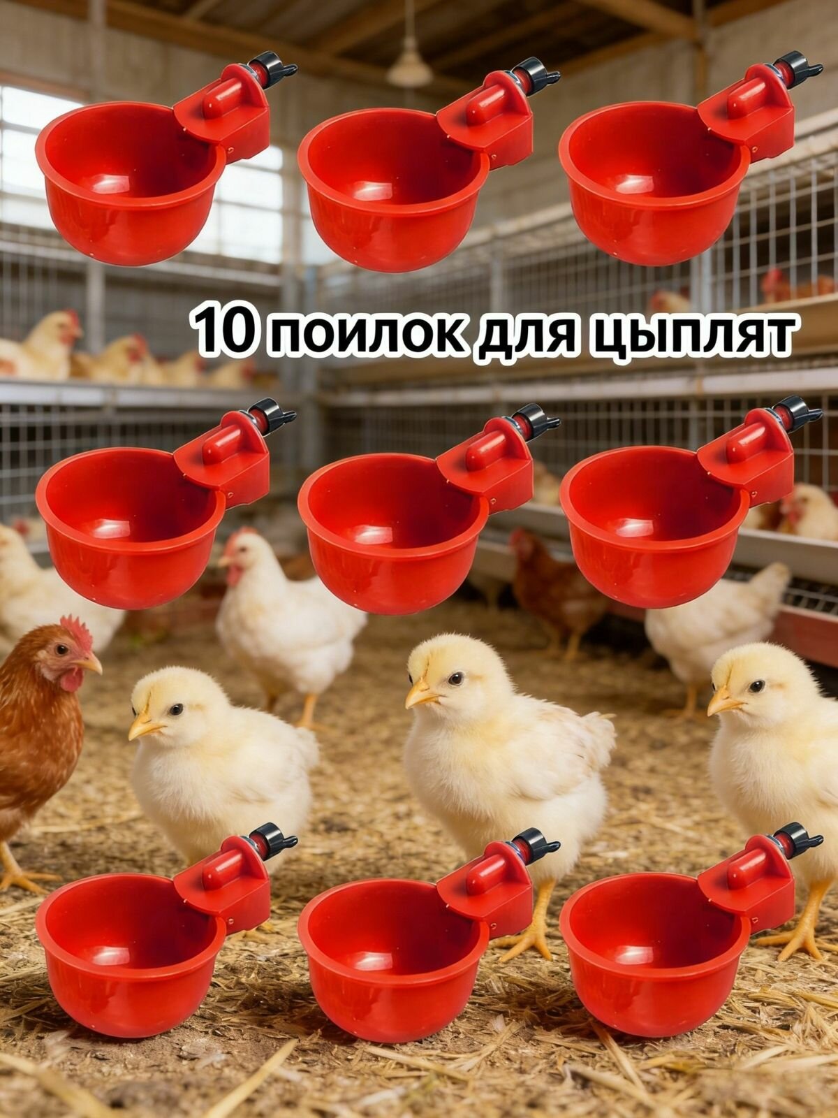 10шт автоматическая поилка для птицы, подходит для кур, уток
