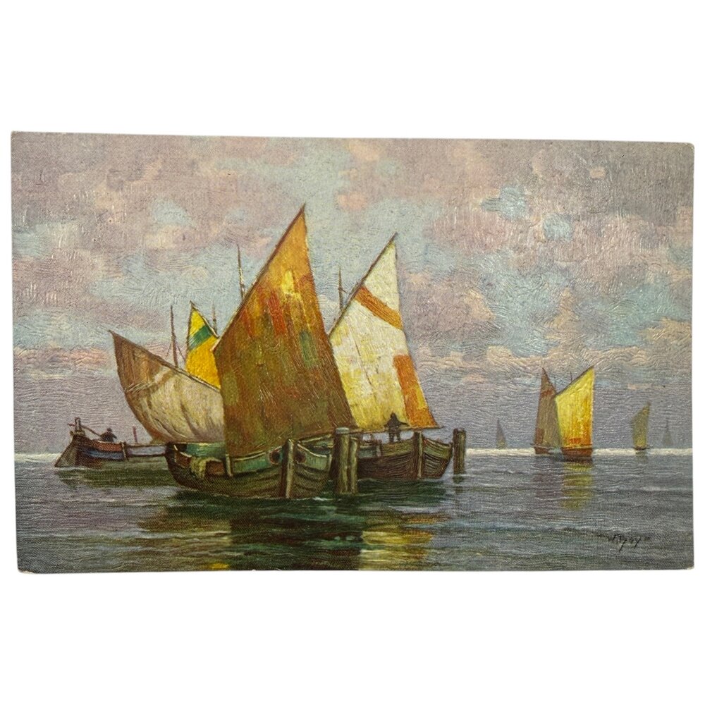 Почтовая открытка "Венецианские рыбацкие лодки" 1910-1918 гг. Германская Империя