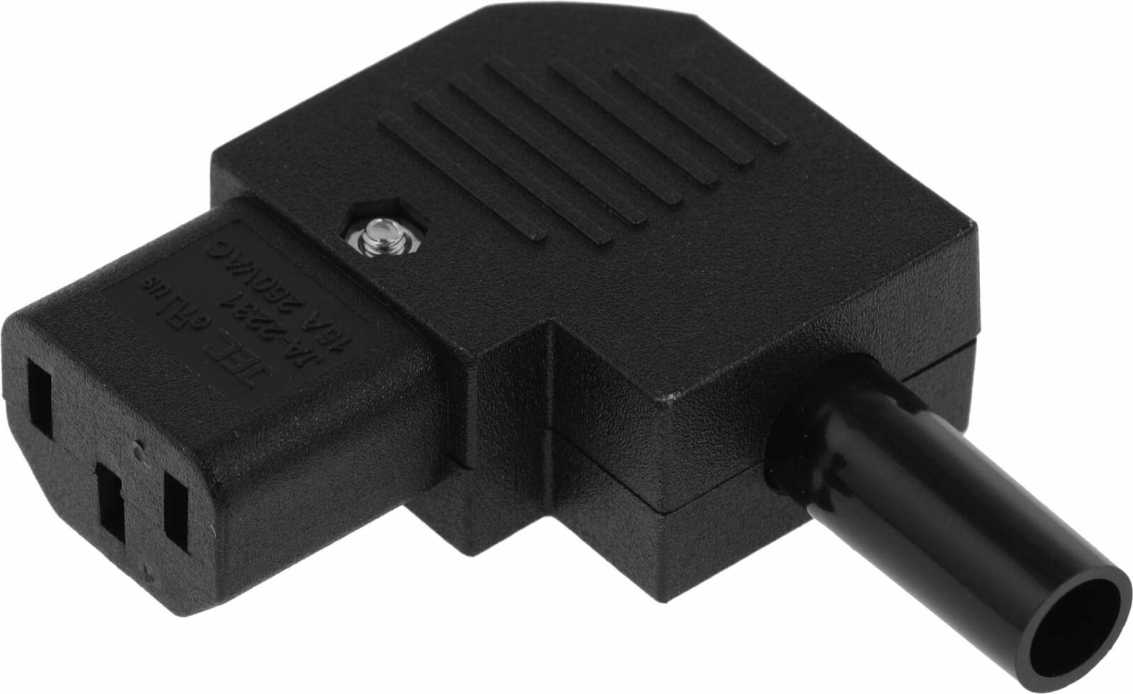 Вилка Lanmaster угловая, разборная для установки на электрические кабели (LAN-IEC-320-C13/90)