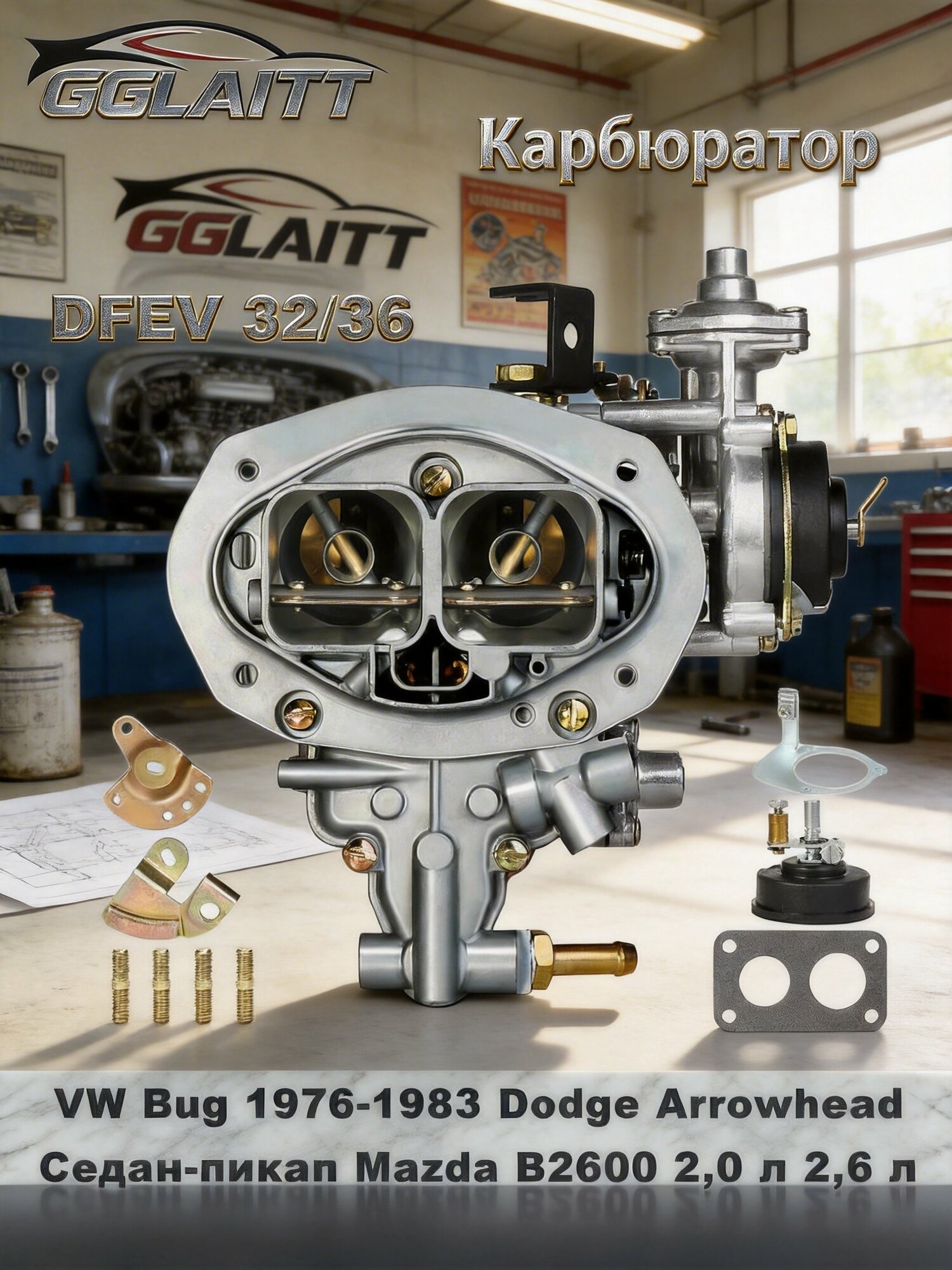 Карбюратор Weber DFEV 32/36, электрическая дроссельная заслонка для VW Bug 1976-1983, совместим с Fiat 124/131, Mazda B2600 и моделями Dodge 2.0L 2.6L