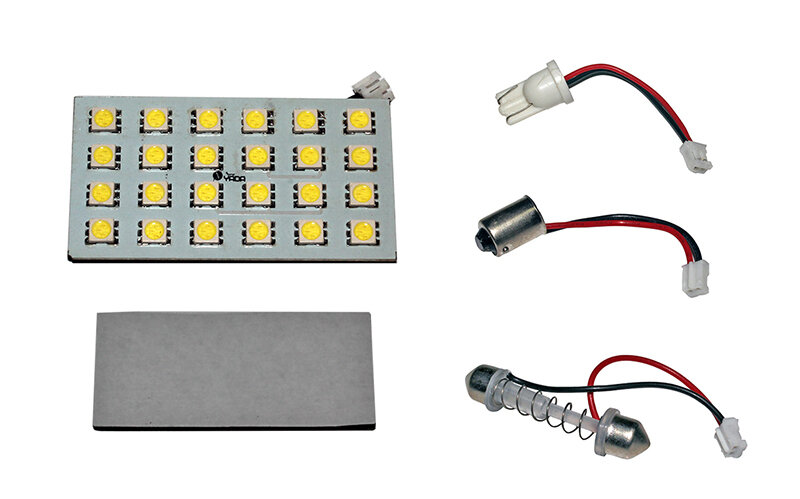Светодиодная панель 12V 24SMD 45x30мм белый (в к те 3 цоколя: BA9s, T10, T11) (YADA)