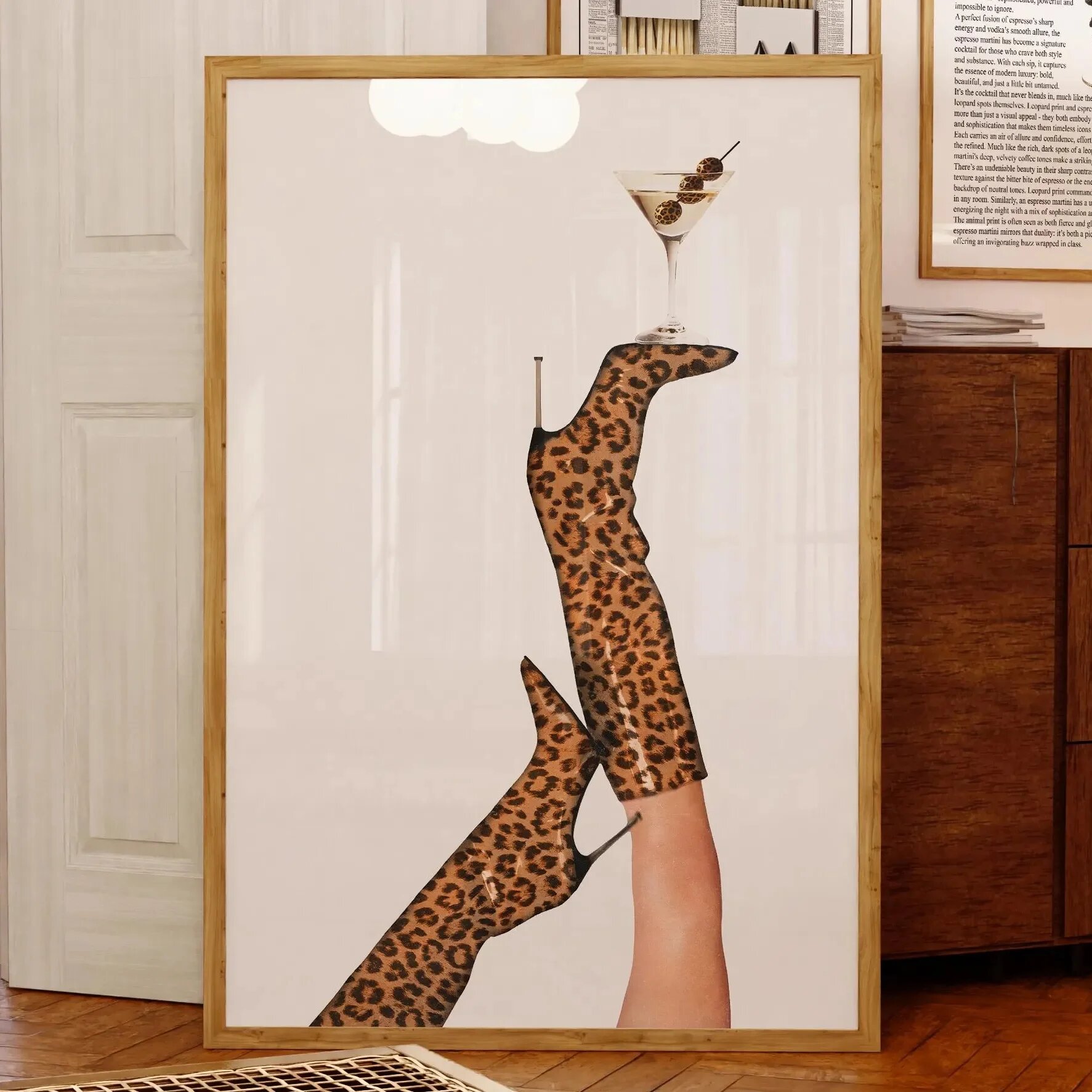 Постер "Эспрессо Мартини" в леопардовых сапогах, 20x30см, WO1472