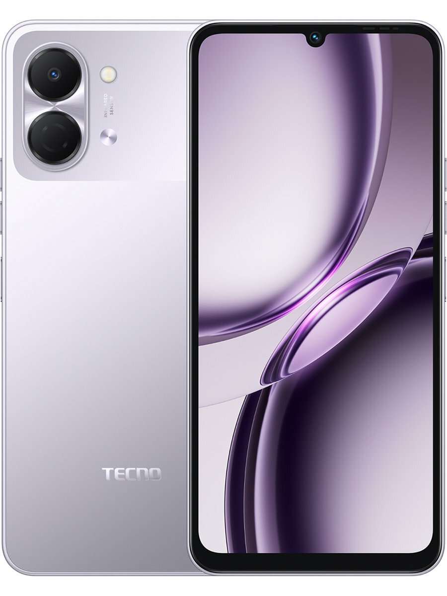Смартфон TECNO "SPARK GO", 6.75', 13 МП, 64ГБ, IP64, сенсорный экран, фиолетовый