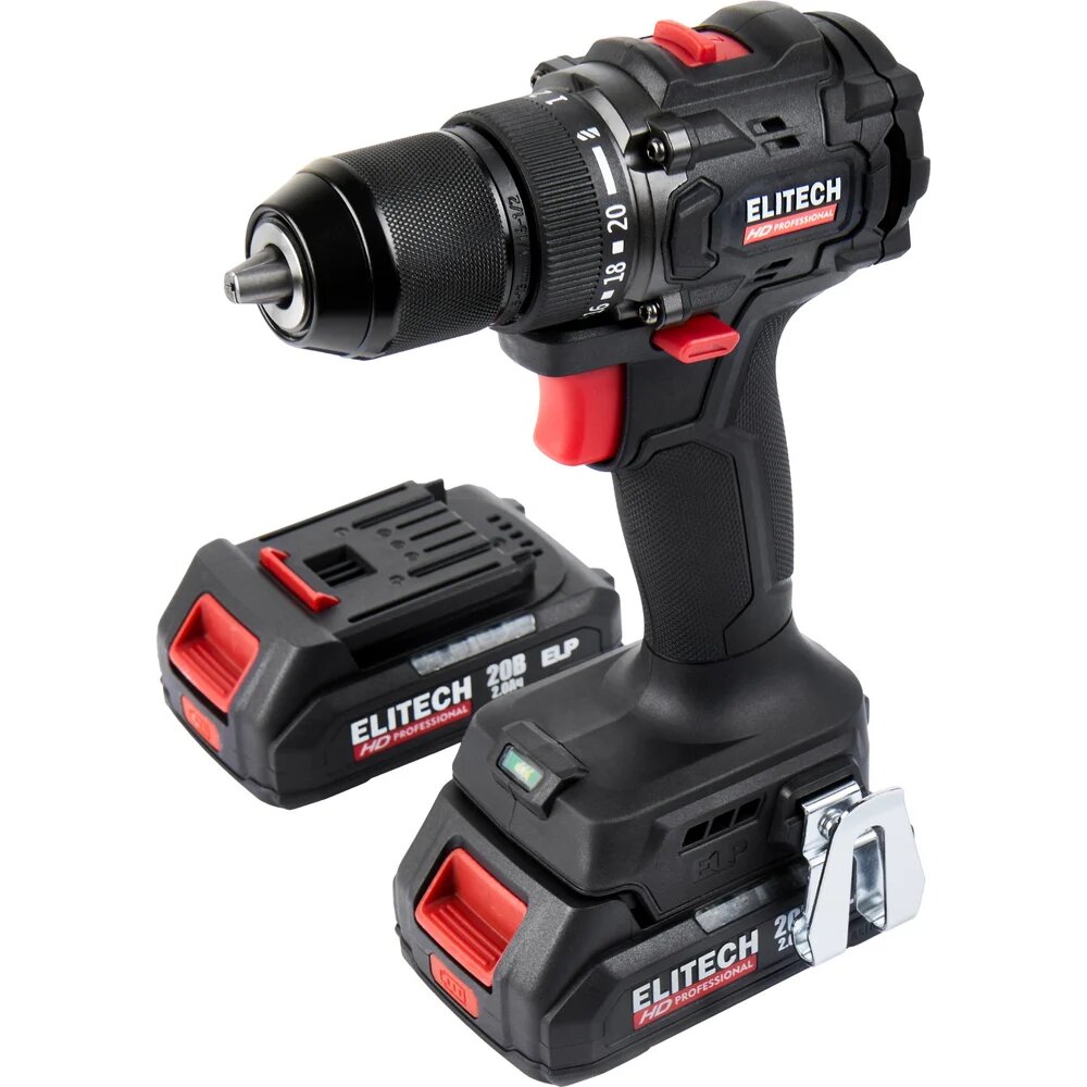 Аккумуляторная дрель Elitech CD 20SL2 (20В, 2х2Ач, 60Нм, BL) HD 205717