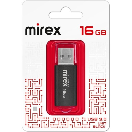 Флэш накопитель Mirex 16 Гб UNIT BLACK USB 3.0 (13600-FM3UBK16)