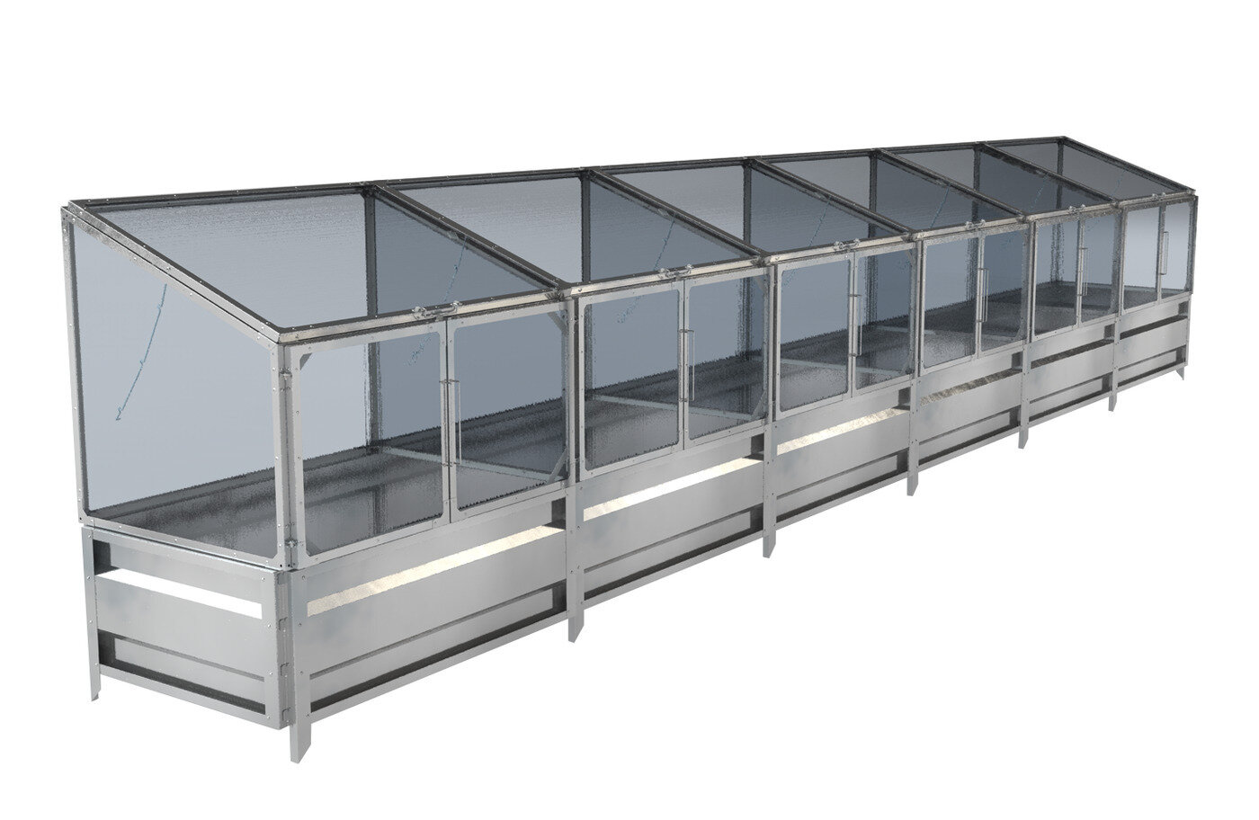 Парник из поликарбоната GH-S+ на грядке 0,7x6x0,36 м