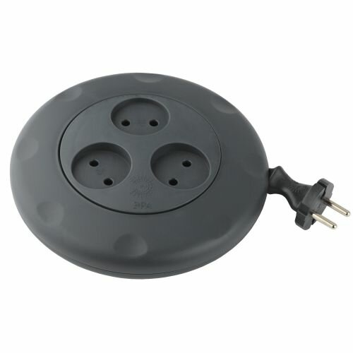 Удлинитель-рулетка 3х3м без заземл. 10А IP20 UR-3-3m-B ПВС 2х0.75 черн. Эра Б0019039