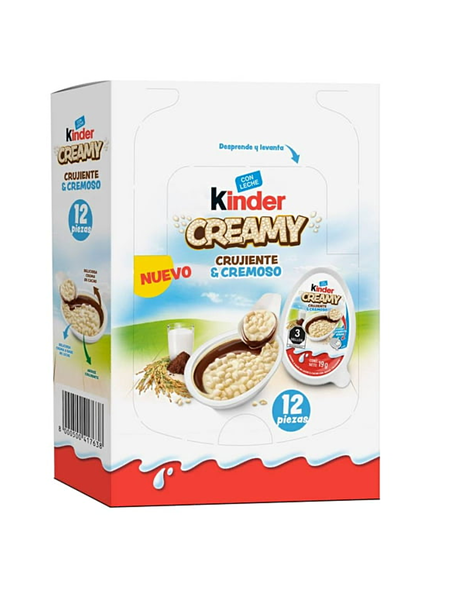 Kinder Creamy Milki and Crunchy шоколад с молочным кремом и хрустящим рисовыми шариками 19 гр х 12шт/блок