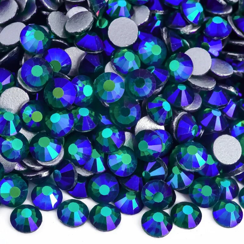 Стразы OLeeya стеклянные AB цвета SS3-SS16 Изумрудный, SS16 4mm 1440pcs, Emerald AB
