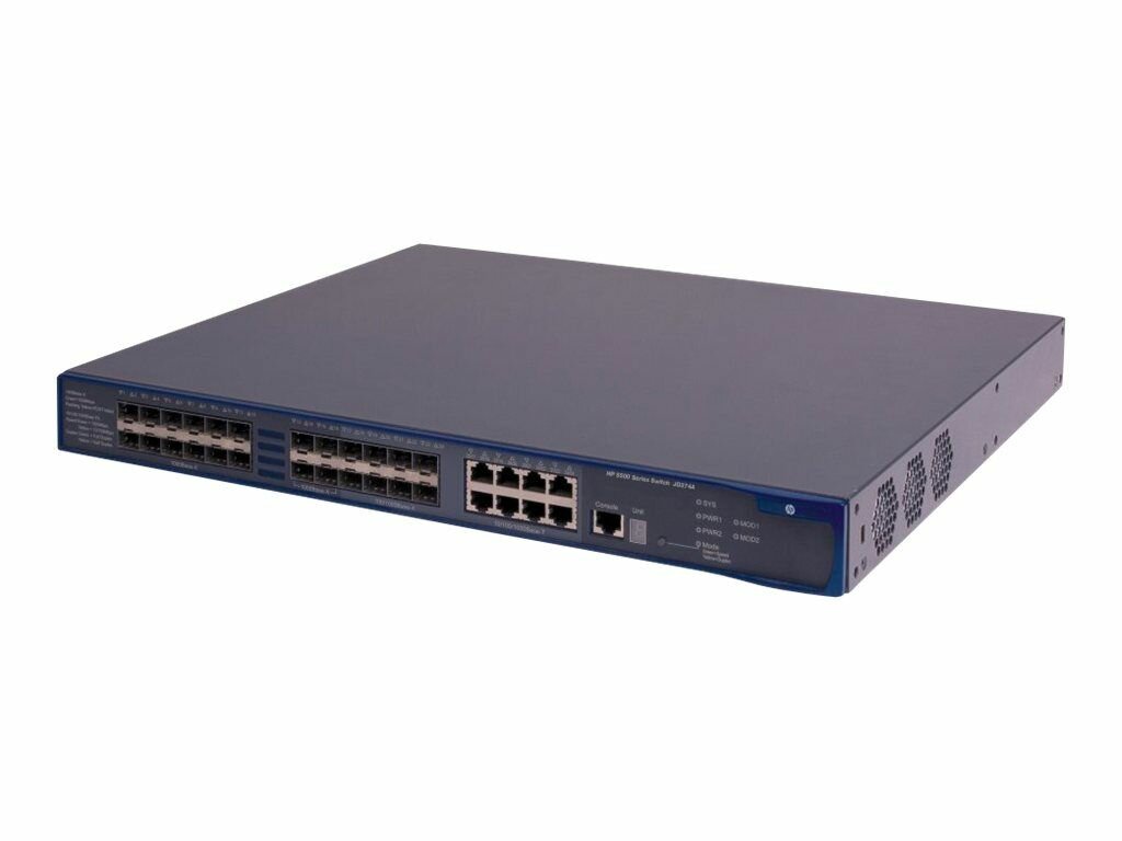 Коммутатор HP JD374A 5500-24G-SFP EI Switch (16xSFP + 8x10/100/1000 or SFP + 2 module slots Managed dynamic L3 IRF Stacking 19'). Товар уцененный