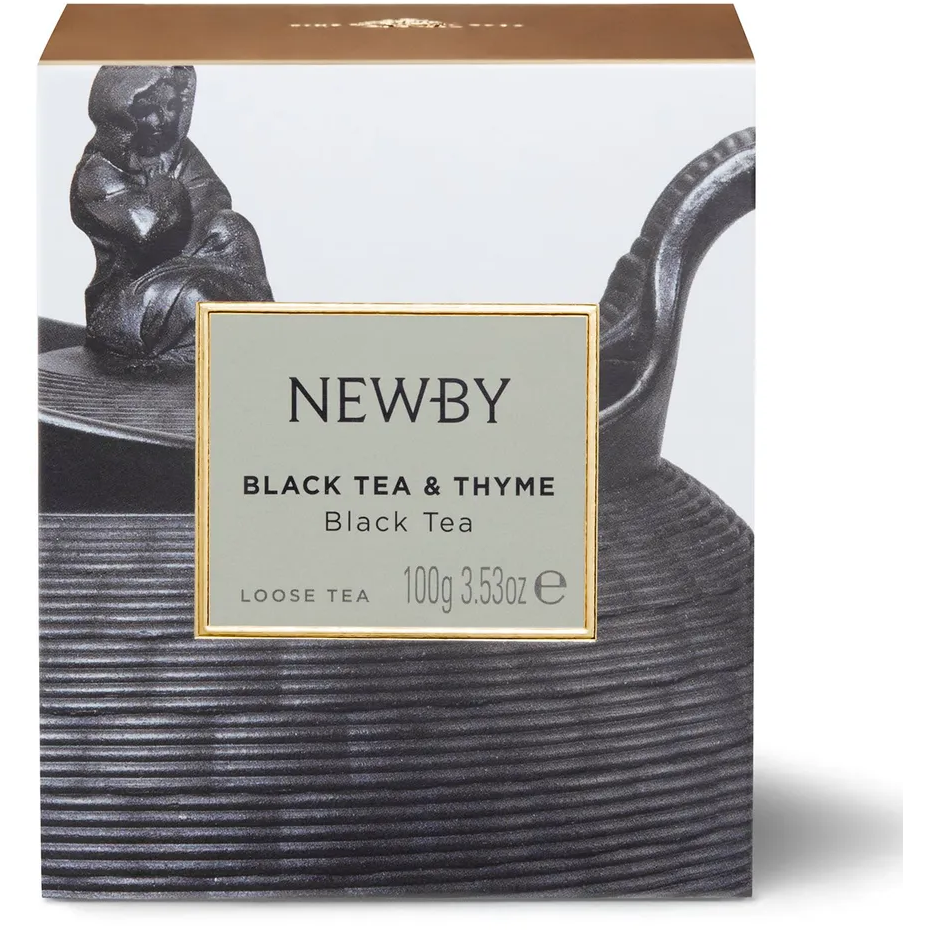 Чай Newby Чёрный Чай с Чабрецом, чёрный, листовой, 100 грамм в картонной пачке