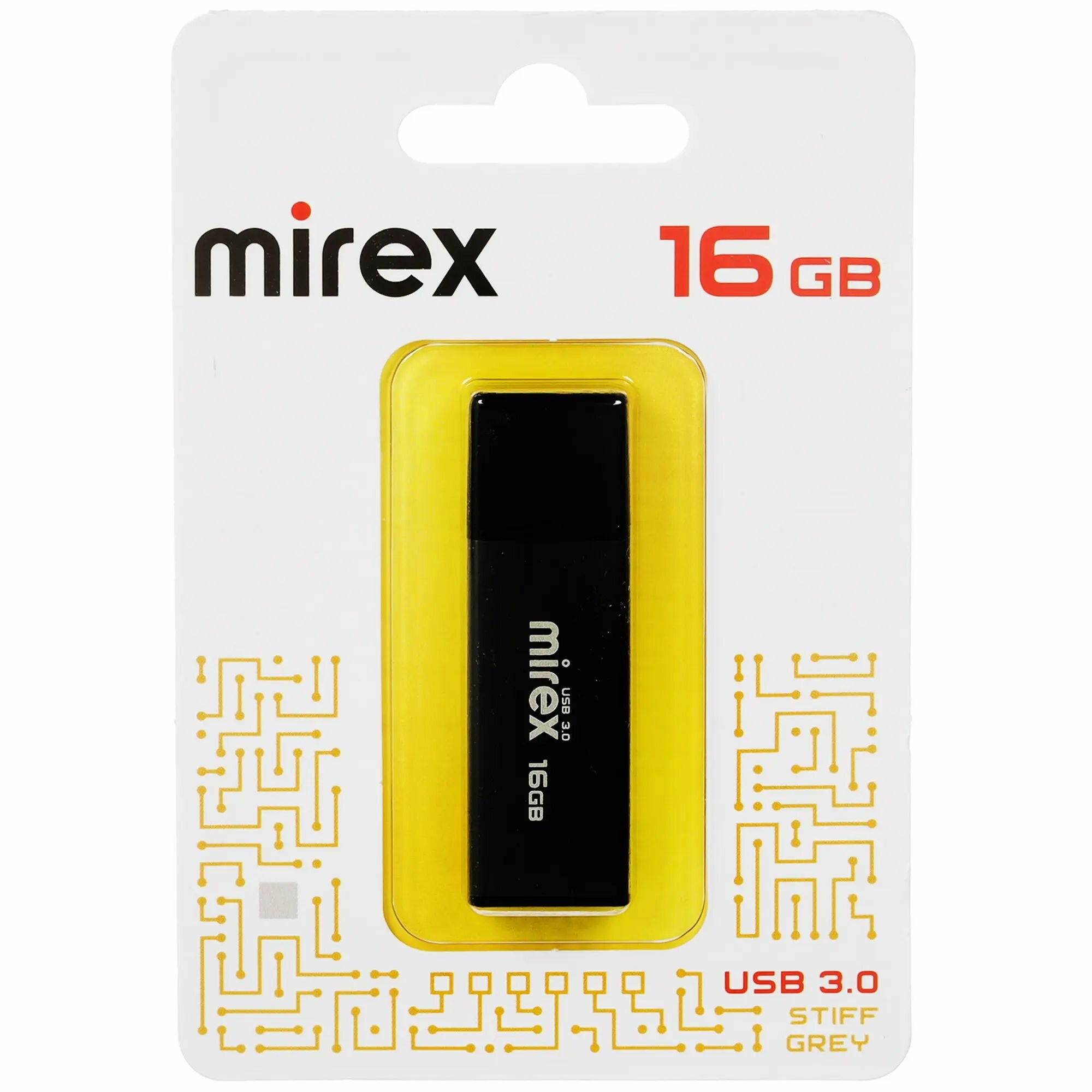 Память USB Flash 16 ГБ MIREX Stiff Gray (13600-FM3SGR16) - USB3.2, USB Type-A, чтение до - 130 МБ/с, запись до - 37 МБ/с
