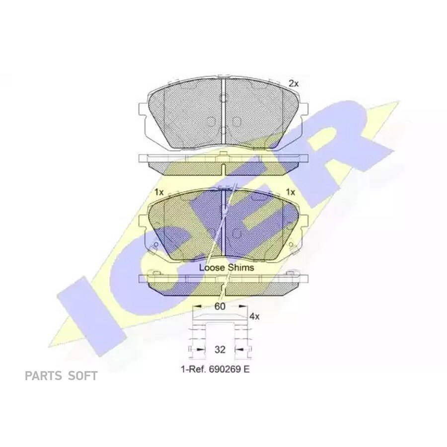 ICER 181826-201 Колодки торм. диск. Hyundai i40 CW 1.6 GDi 1.7 CRDi 2.0 GDI (11-)
