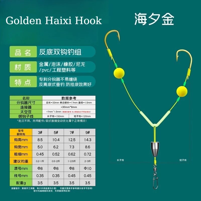 Готовая оснастка для ловли карпа SHENGMEIYU Gold Sleeve Flip Hooks Желтый, 9, Golden Haixi Hook