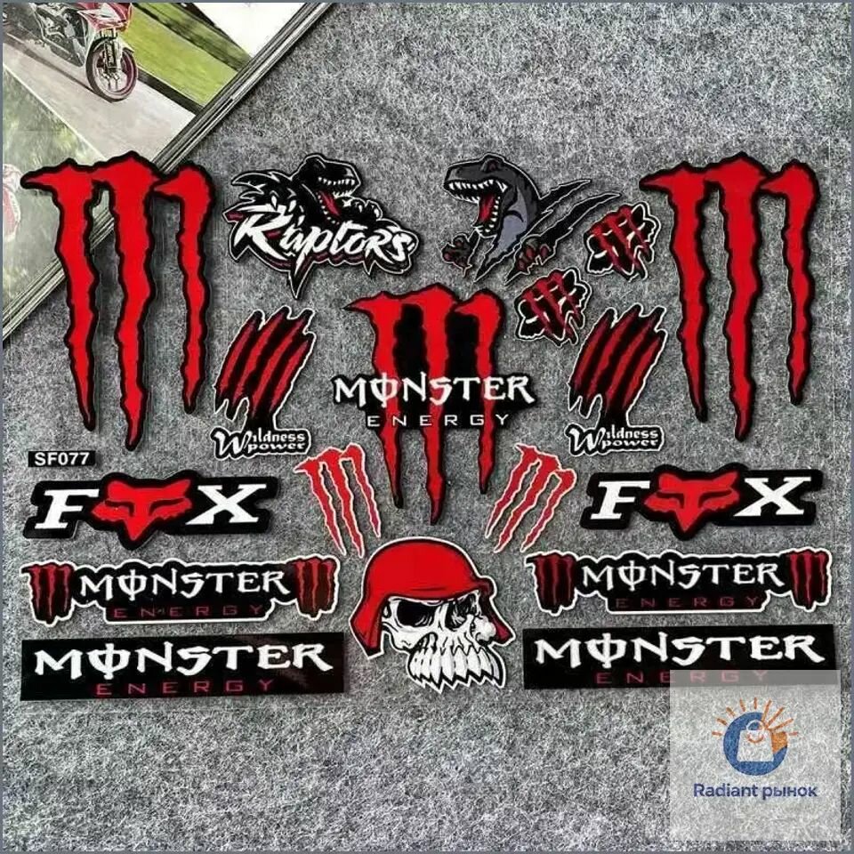 Светоотражающие наклейки для мотоциклов, наклейки monster energy, водонепроницаемое украшение шлема, аксессуары для модификации боковой панели