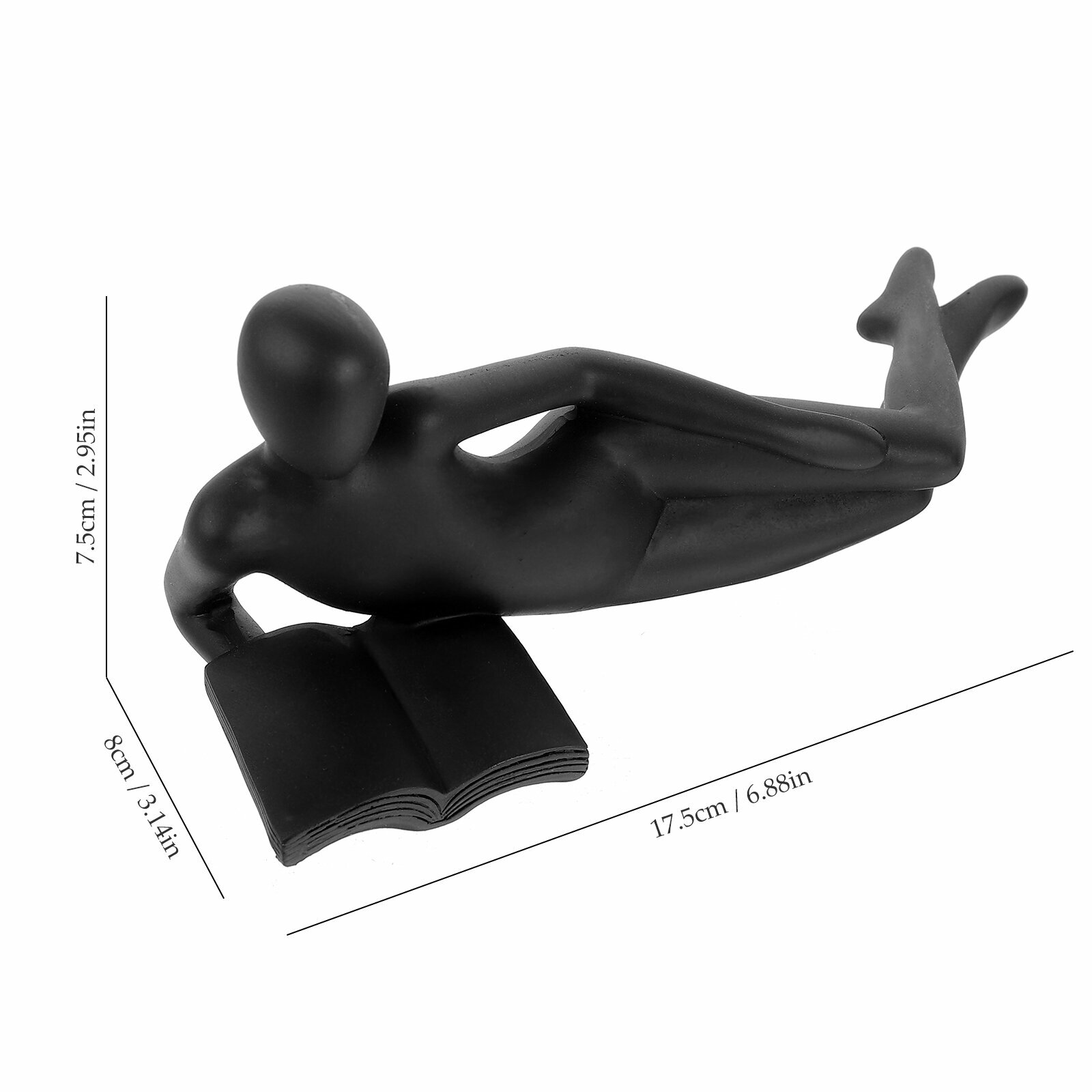 Статуэтка Читателя Из Резины Чёрного Цвета Для Украшения Дома 17.5x8cm