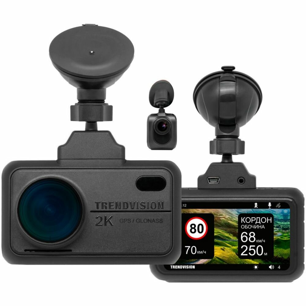 Видеорегистратор автомобильный TrendVision TDR-721S EVO PRO 3", Wi-Fi, GPS, камера з. в, чёрный