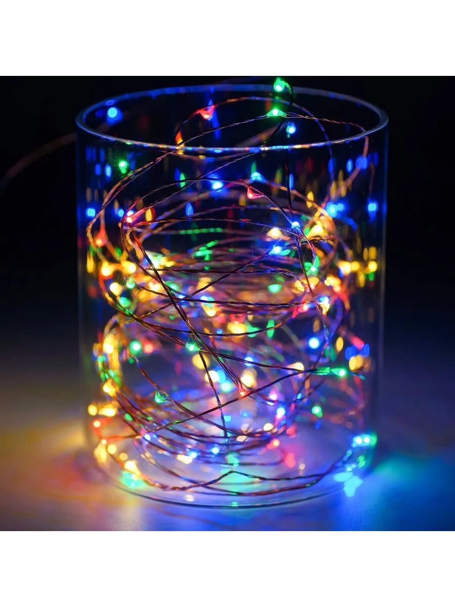 Гирлянда 20LED 1 реж 2 м нить роса мульти