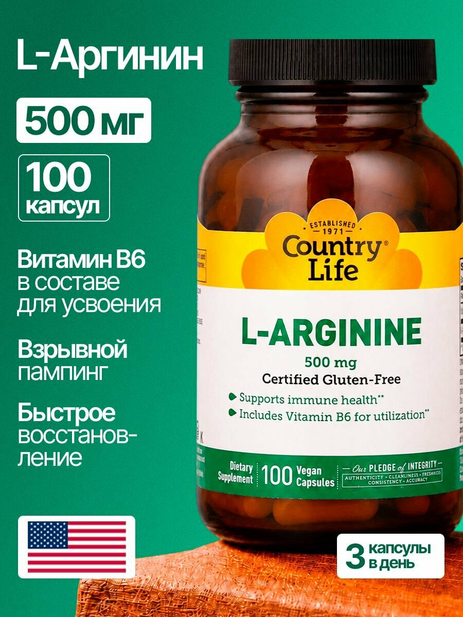 L-Аргинин капсулы для мужчин (L-arginine), 100