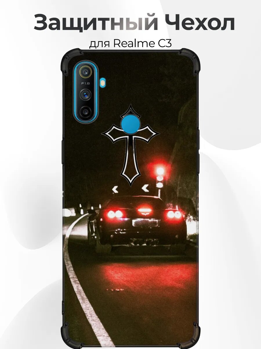 Чехол на Realme C3 черный Corvette C6
