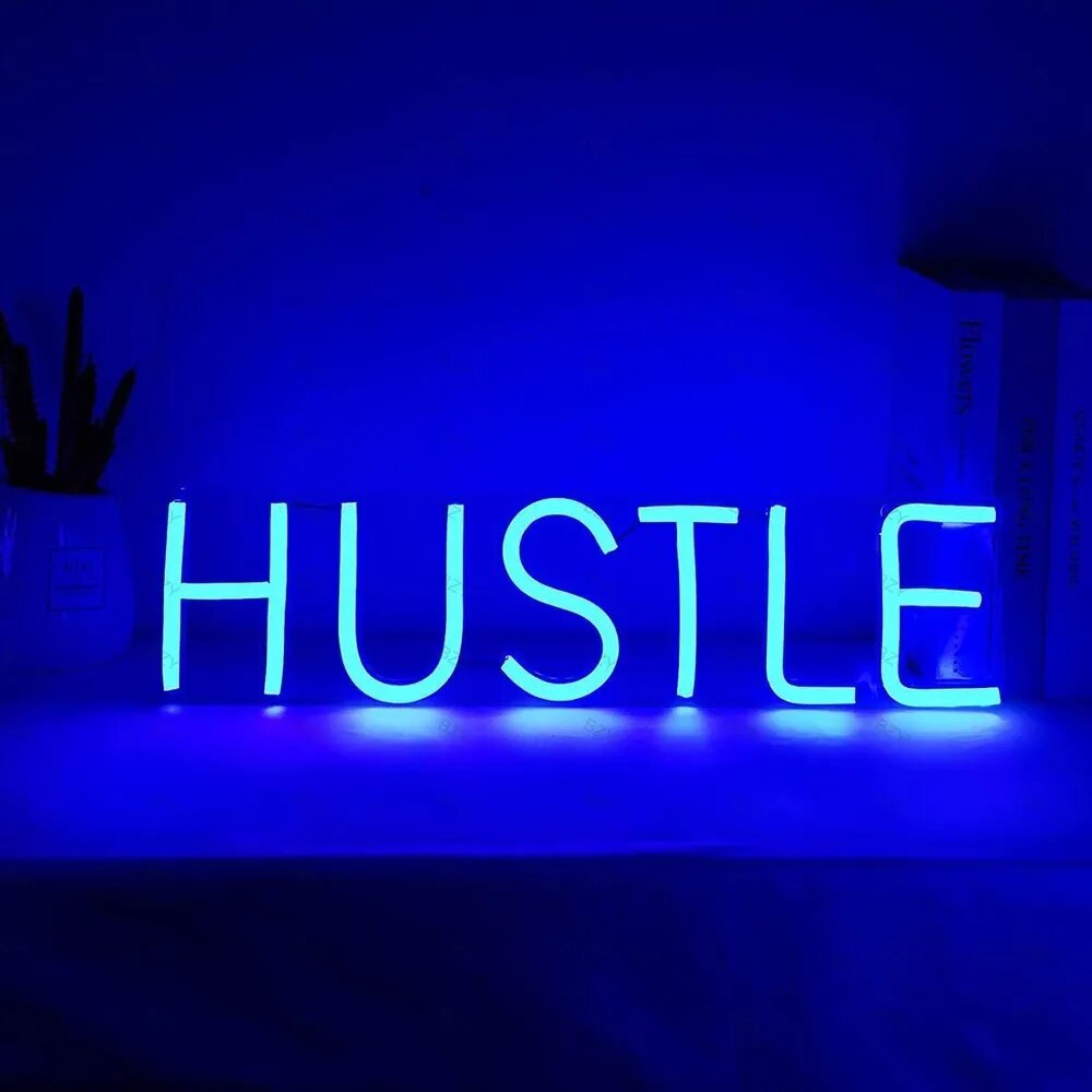 Светодиодная неоновая вывеска HUSTLE для декора комнаты, на стену