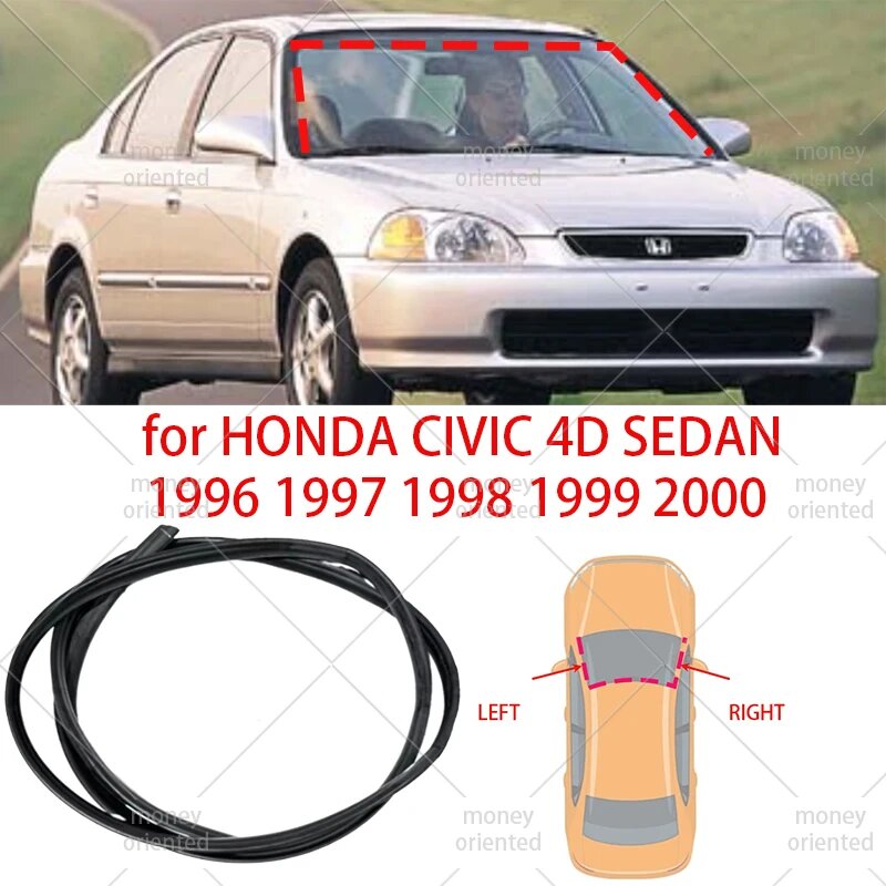 Уплотнитель для молдинга лобового стекла для HONDA CIVIC 1996, 1997, 1998, 1999, 2000, 73150S04003, резиновая уплотнительная лента для переднего стекла