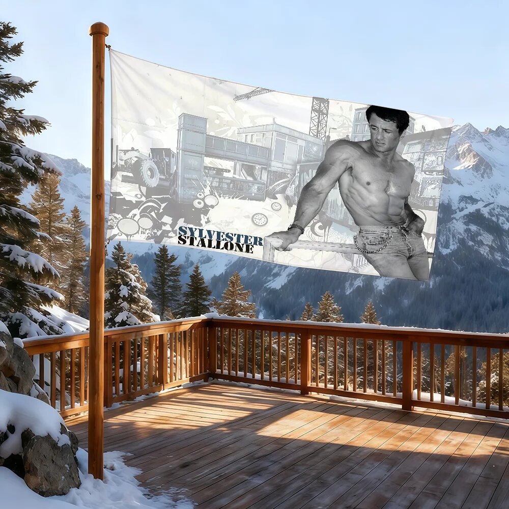 Баннер-флаг актеров С. Сильвестр и С. Сталлон QZ90x150CM, 1