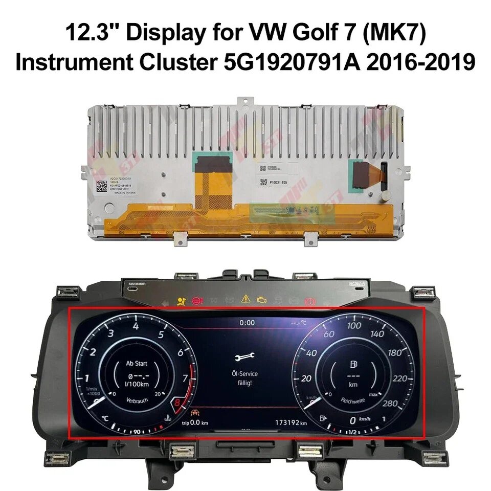 12,3-дюймовый дисплей для приборной панели VW Golf 7, Tiguan MK2, Passat B8, Skoda Octavia Mk3