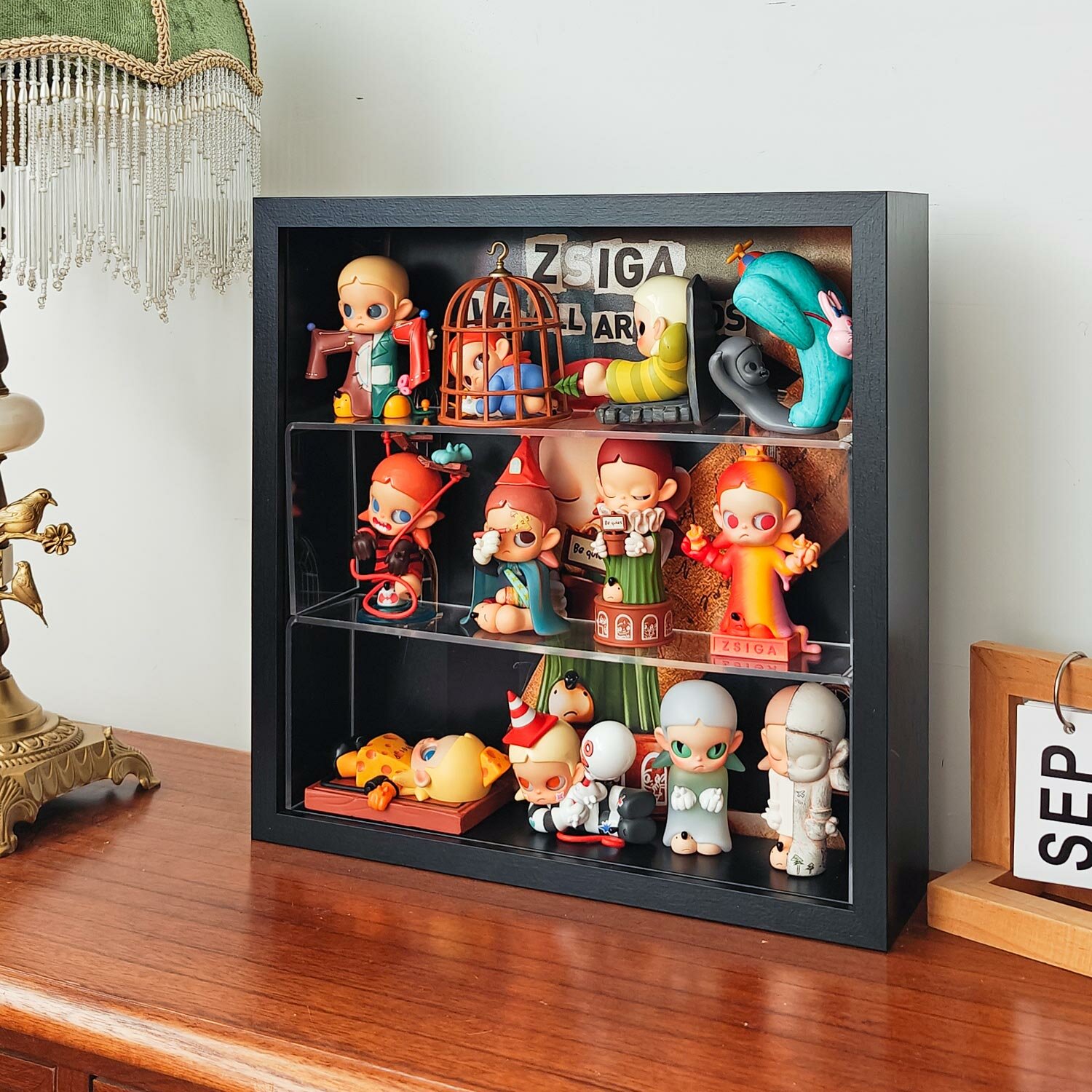 Zsiga стенд с настоящим стеклом для 12 фигурок, белая рамка 3D-хранилище для DIY-декора комнаты