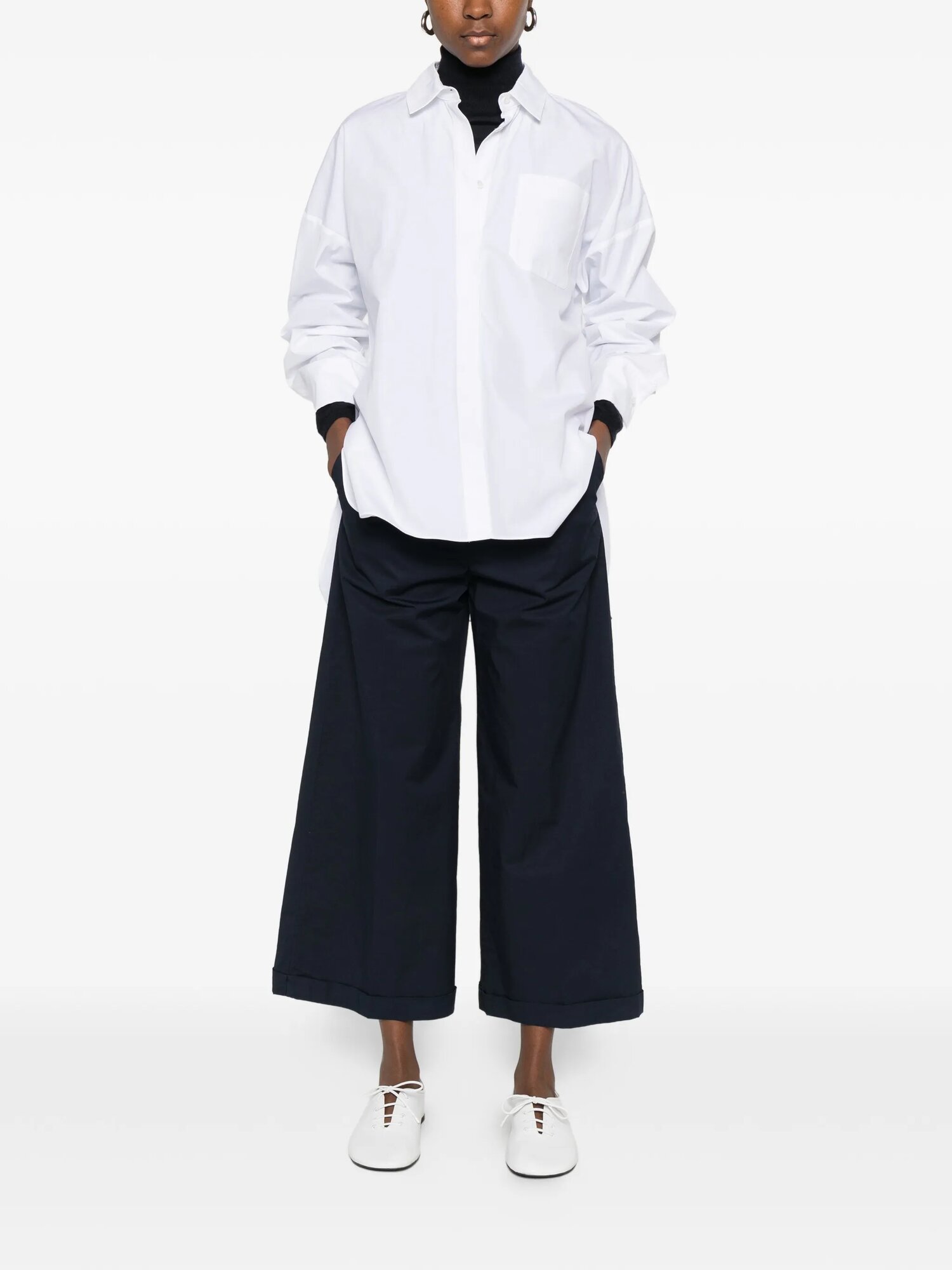Рубашка Max Mara Pocket cotton shirt, размер 40, бежевый/белый — фото 1