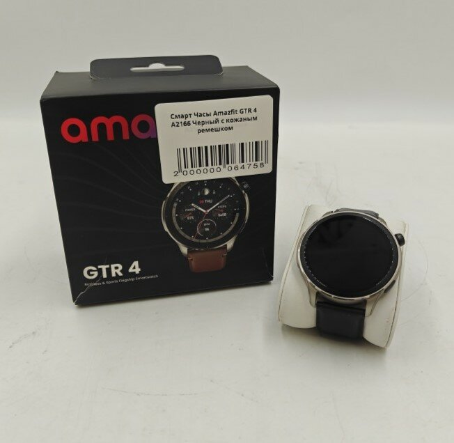 Смарт Часы Amazfit GTR 4 A2166 Черный с кожаным ремешком, часы для спорта, уценка