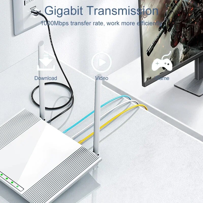 Кабель Ethernet SAMZHE Cat6A White Ethernet Cable, 8m — фото 1