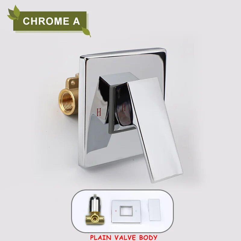 Кран для ванны и душа с обрисованным золотым покрытием, Б rass смесительный клапан, переключатель, скрытый смесительный клапан для душа, кран для отеля, настенный переключатель для душа - Без коробки, хром A