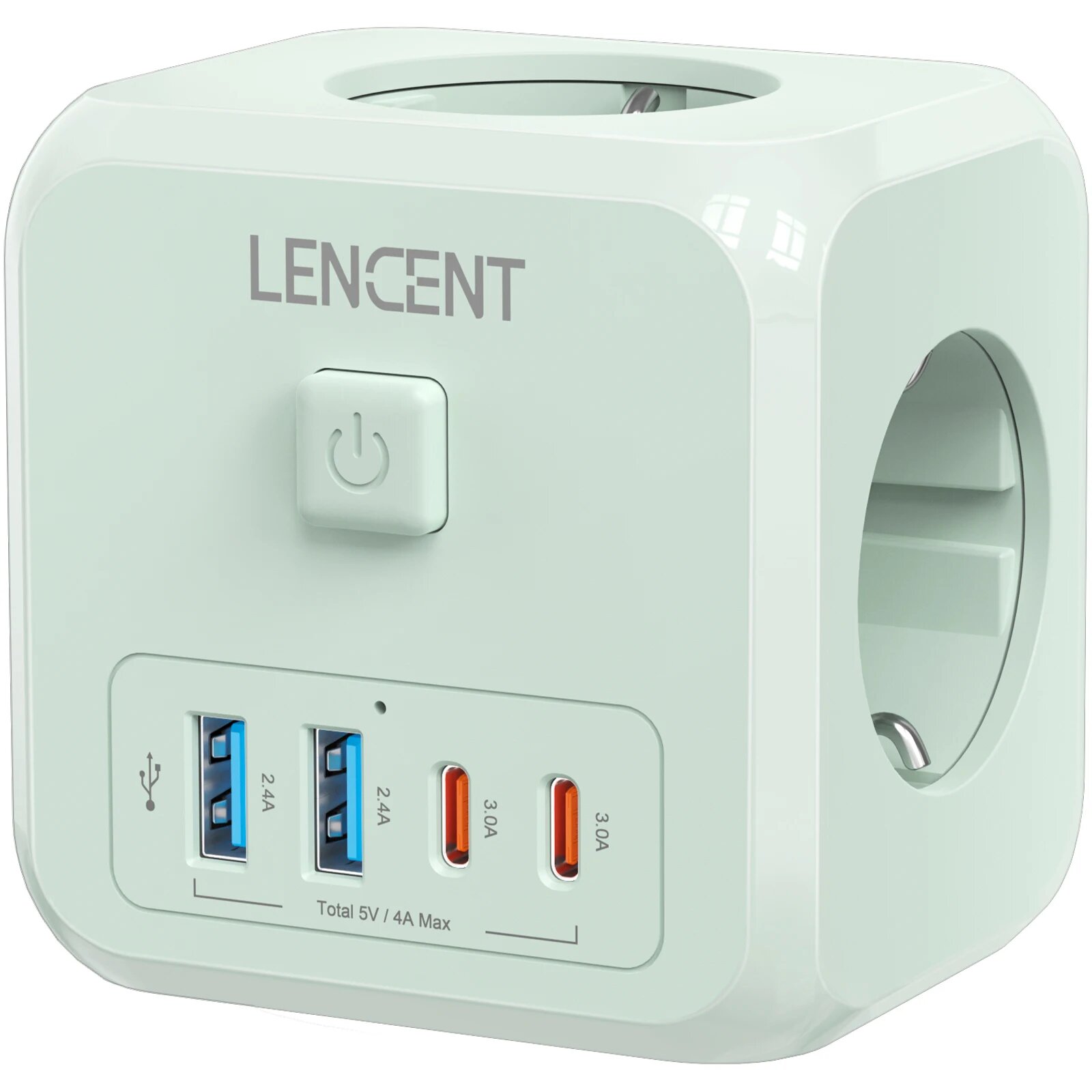 LENCENT Удлинитель с USB, Green