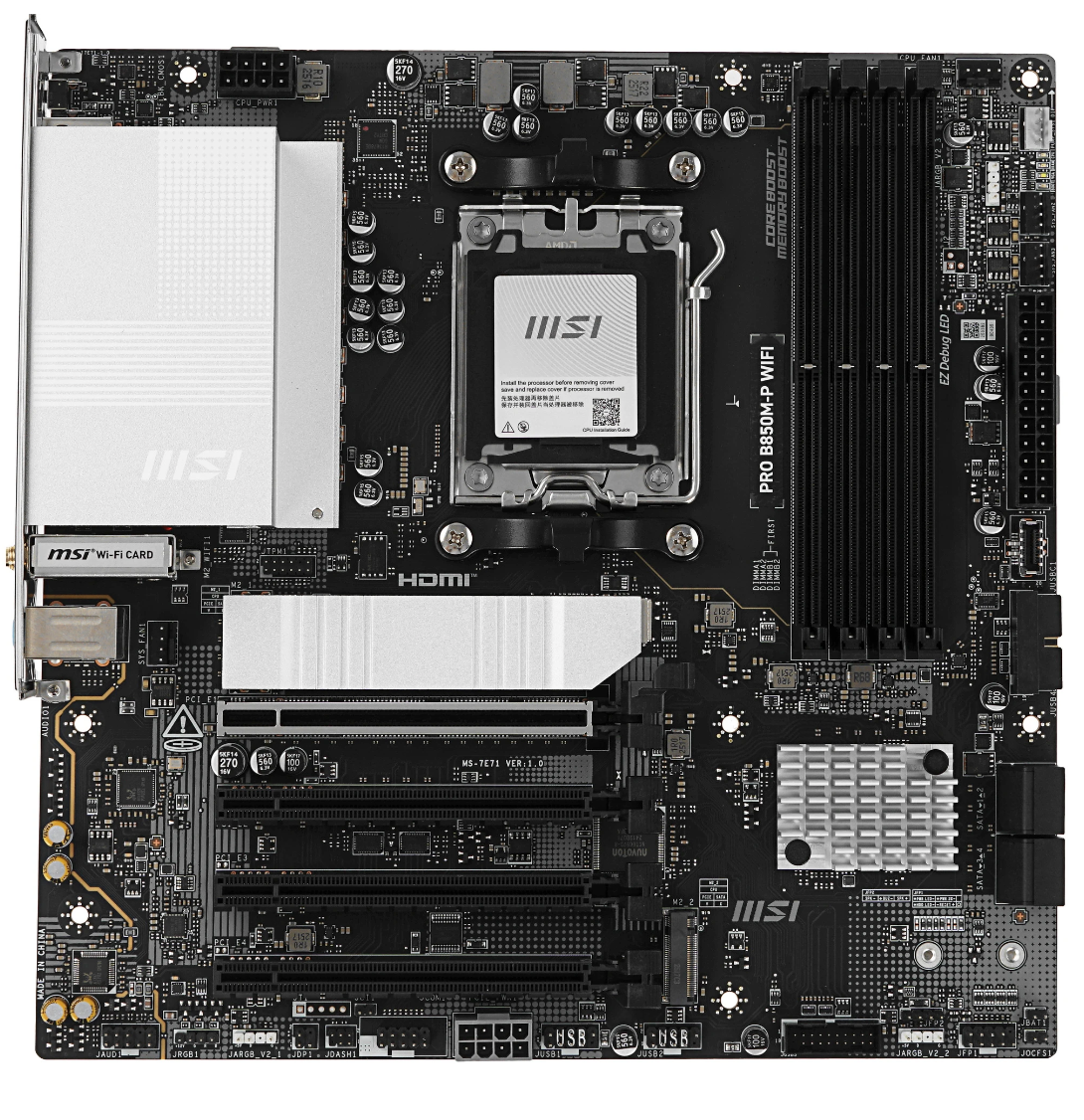 Материнская плата MSI PRO B850M-P WIFI, Socket AM5, AMD B850, mATX