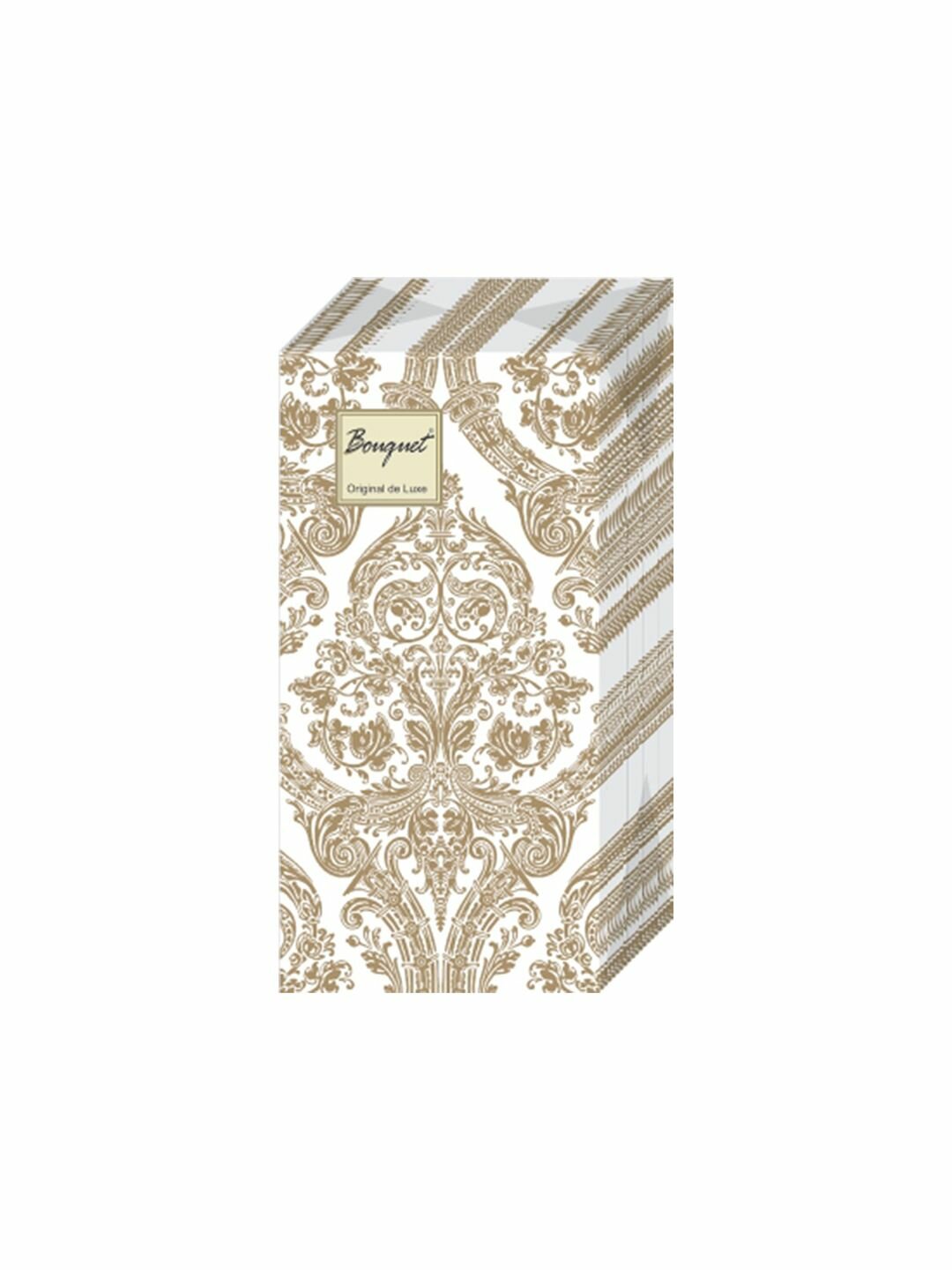Салфетки бумажные двухслойные "Art Bouquet Original de Luxe 1/8" Royal золото на белом, 33х33 см, в пачке 20 штук