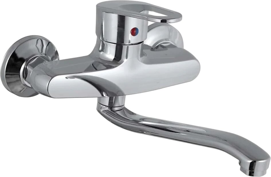 Смеситель для кухни Plstart PL4606 с поворотным изливом, хром, глянцевый, однорычажный, настенный, с керамическим картриджем