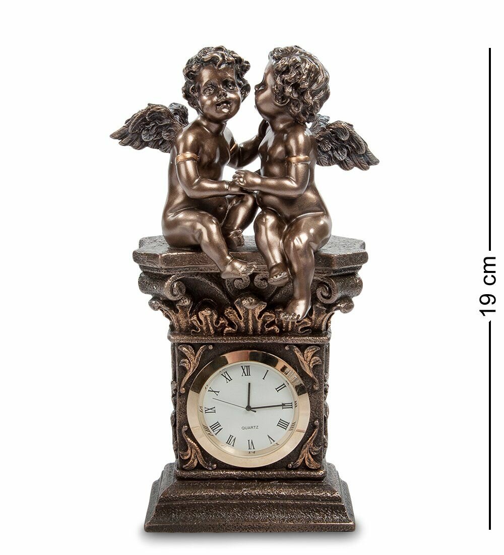Декоративные настольные часы "Два ангела" от компании Veronese" H-19 см. L-10 см. В оригинальной упаковке.