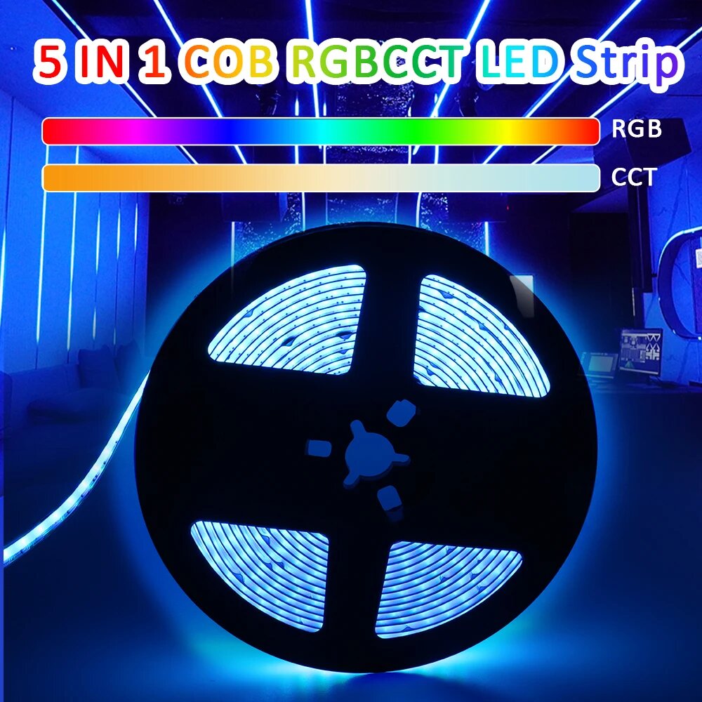 МJJCLED RGB CCT COB светодиодная лента 5 в 1 840 светодиодов 12 мм 24 В