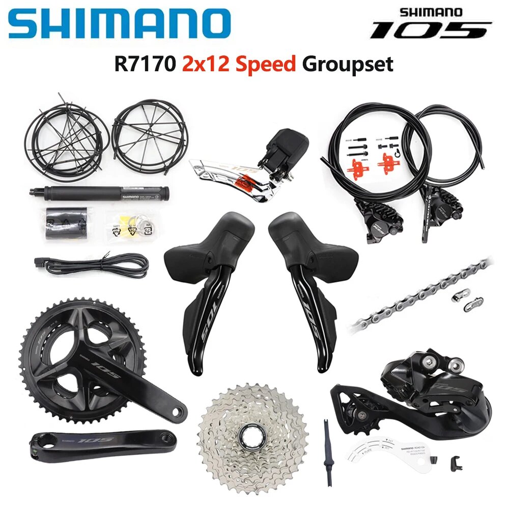 Shimano 105 Di2 R7170 2x12s Groupset NO BB, 52-36T, 170 мм, 34t