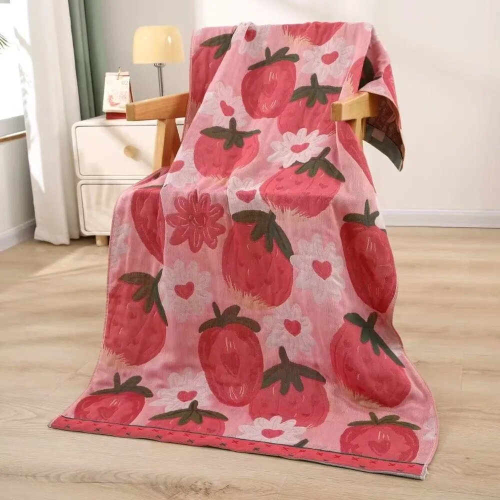 Многослойное махровое полотенце с принтом Розовый, 03