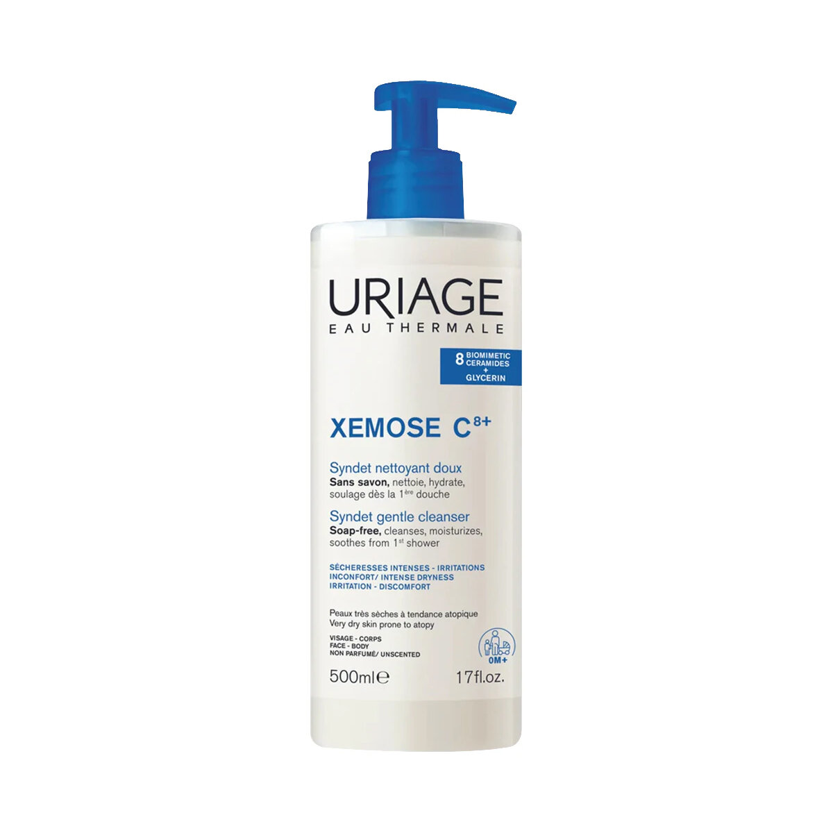 Мягкий очищающий гель для сухой кожи лица Uriage Xemose Syndet Nettoyant Doux Гель 500 мл