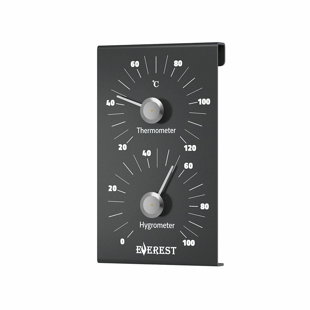 Термогигрометр EVEREST "Лайн (Line)", алюминий, черный (black) TG-23