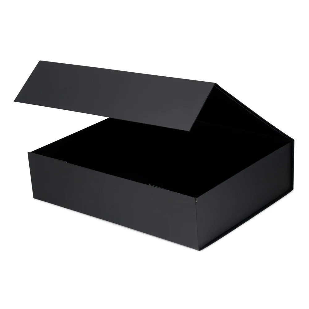 Подарочная коробка 3 штуки на магнитах, 28x22x5.5 см, черная, с золотым логотипом