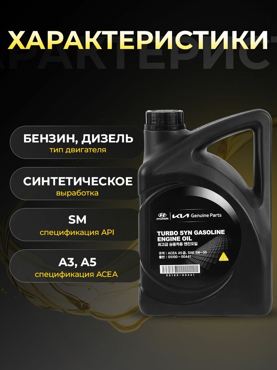 Масло моторное HYUNDAI/KIA TURBO SYN 5W30 синтетика 4 л 510000441